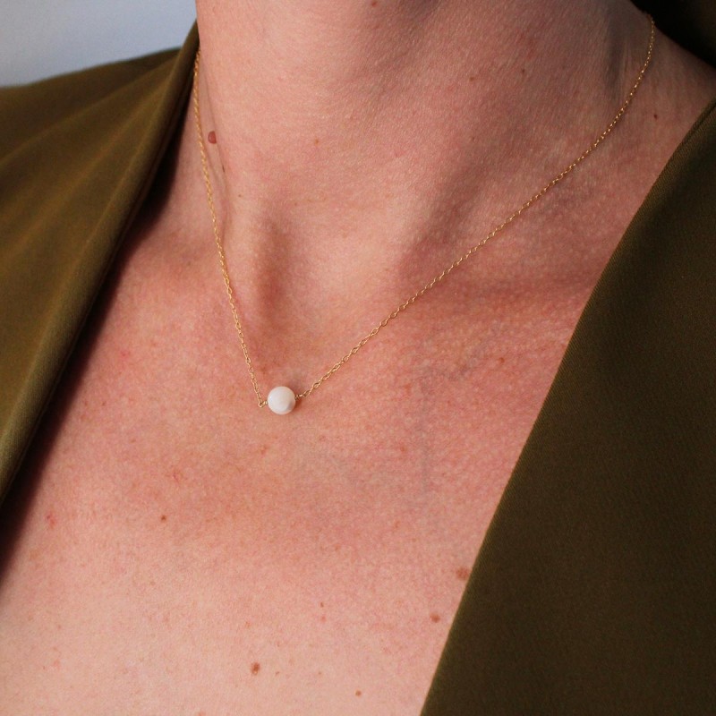 Collier chaine vermeil et sa perle de nacre blanche
