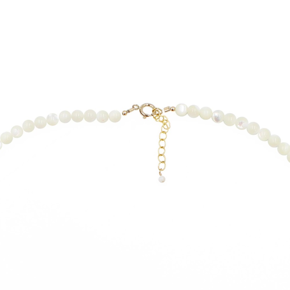 Collier perles de nacre blanche et Rhyolite