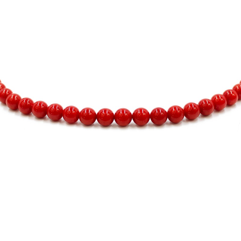 Collier en perles de corail rouge COCORF006O