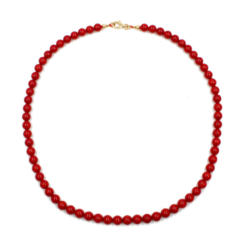Collier En Perles De Corail Rouge COCORF006O