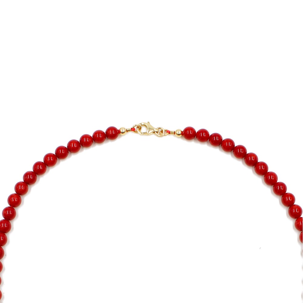 Collier En Perles De Corail Rouge COCORF006O
