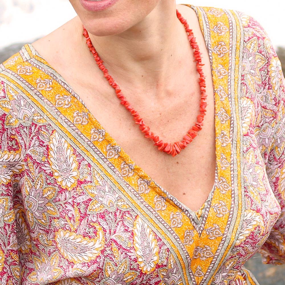 Collier en corail rouge véritable de méditerranée