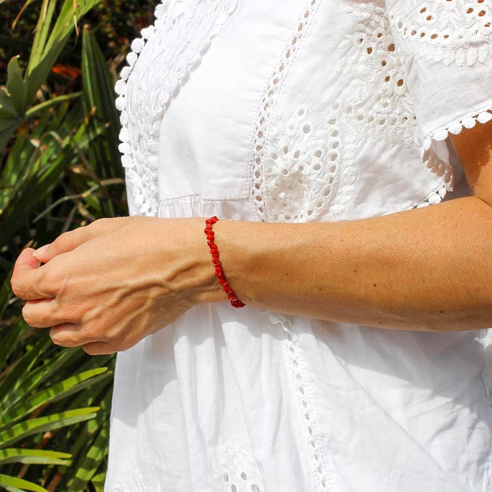 Bracelet en véritable corail rouge de méditerranée