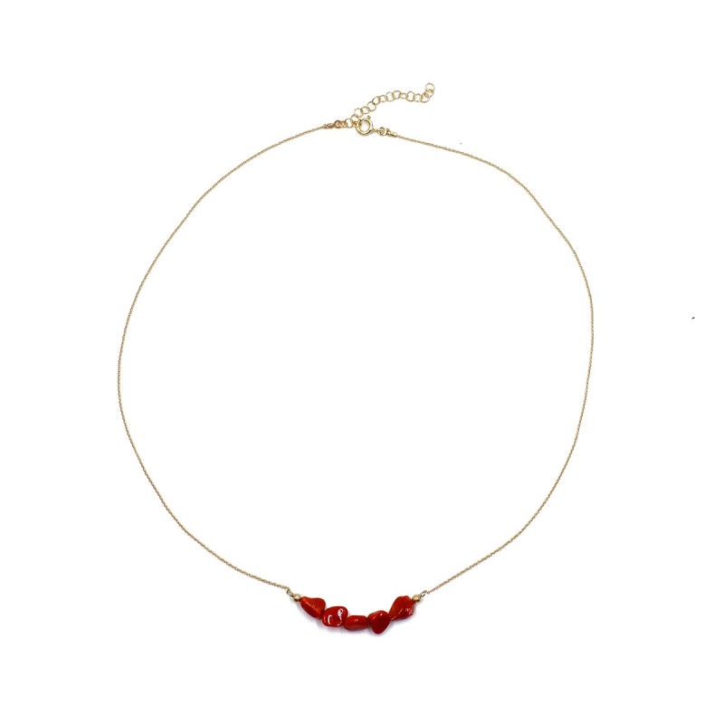 Collier galets de corail véritable en vermeil